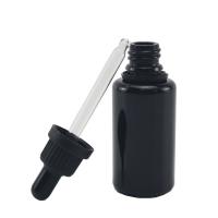 China 10ml 30ml Cosmetic Black Glass Dropper Bottle With Screw Cap for sale