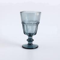 China Champagne Long Stem Wine Glasses Vintage Embossed Glass Goblets for sale