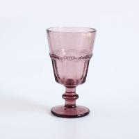 China Champagne Long Stem Wine Glasses Vintage Embossed Glass Goblets for sale