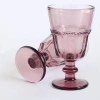 China Champagne Long Stem Wine Glasses Vintage Embossed Glass Goblets for sale