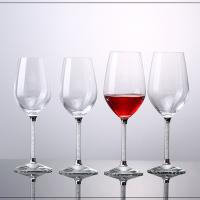 China Long Stem Wine Glasses Vintage 350ml 470ml Polished Embossed Wine Goblets for sale
