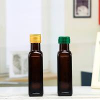 China Square 100ml Brown Glass Olive Oil Bottle With Plastic Cover for sale