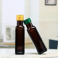 China Square 100ml Brown Glass Olive Oil Bottle With Plastic Cover for sale