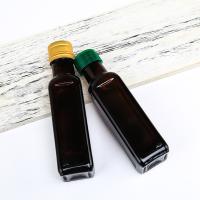 China Square 100ml Brown Glass Olive Oil Bottle With Plastic Cover for sale