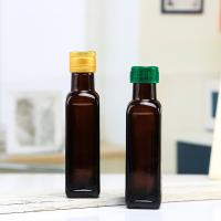 China Square 100ml Brown Glass Olive Oil Bottle With Plastic Cover for sale