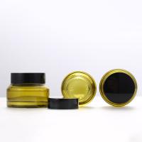 China 30g 50g Slant Shoulder Cosmetic Glass Jars Hot Stamping Glass Eye Cream Jar for sale