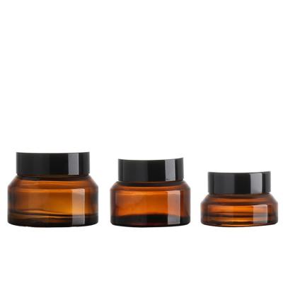 China Amber Oblique Shoulder Eye Cream Glass Jars 15g 30g 50g for sale