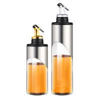 China Empty Round Kitchen Oil Dispenser Glass Bottle 380ml 650ml for sale