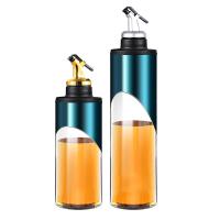 China Empty Round Kitchen Oil Dispenser Glass Bottle 380ml 650ml for sale