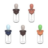 China Silicone Brush Lid Empty 180ml Glass Olive Oil Bottle For Kitchen Cooking for sale
