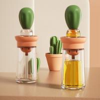 China Silicone Brush Lid Empty 180ml Glass Olive Oil Bottle For Kitchen Cooking for sale