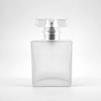 China 50ml Frosted Spray Square Glass Perfume Bottles With Silver Pump for sale