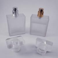 China 50ml Frosted Spray Square Glass Perfume Bottles With Silver Pump for sale
