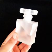 China 50ml Frosted Spray Square Glass Perfume Bottles With Silver Pump for sale