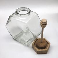 China Hexagon Empty 240ml 380ml Glass Honey Jars With Dipper Eco - Friendly for sale
