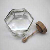 China Hexagon Empty 240ml 380ml Glass Honey Jars With Dipper Eco - Friendly for sale