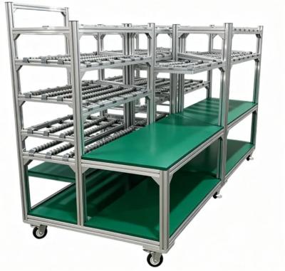 China Dual-channel Fluid Composite Transfer Rack With Upper And Lower Partitions  With Forward And Backward Discharge Lines And Side Material Racks for sale