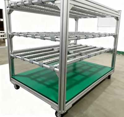 China Three-layer Hierarchical Turnover Storage Rack With 520kg Maximum Load Capacity And 4040 Anodized Industrial Aluminum Profiles for sale