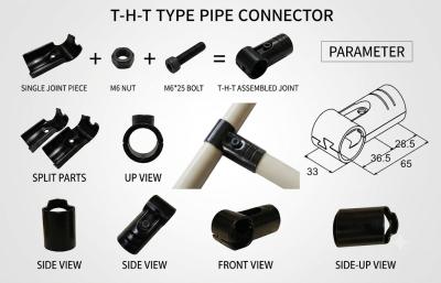 China Durable Metal Pipe Connectors for Industrial Pipe Rack Systems and Material Handling Equipment with Reusable Black Finish for sale