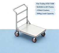 China KTD‑T‑008 Flat Trolley, SUS304 SUS201 Material Handling Cart with 200kg Load Capacity for sale