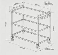 China KTD-T-033 SUS201 Stainless Steel Kraft Paper Storage Trolley, 1820x860x1200mm, 150kg Load, With 6 Inch Silent Caster Wheels for sale