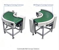 China Turning Belt Conveyor 90 & 180 Degree Anti-static PVC Curve Conveyor Line for sale