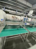 China Adjustable Steel Pipe Rack with Overhead Hanging Structure and Anti Static Workbench Top for Electronics Assembly and Testing for sale