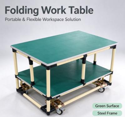 China Reconfigurable ESD Anti-static Lean Tube Workbench, Interlocking Combined Mobile Work Station With Multi-tier Storage Shelves for sale