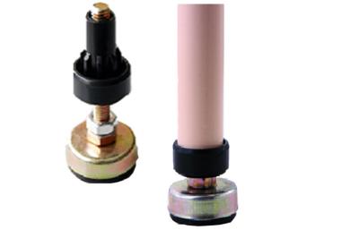 China OD 28mm Flexible Foot Cup Pipe Rack Fittings Jacket For Warehouse Trolley for sale