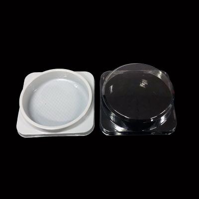 China Food Grade PET Mousse Cake Box Clear Lid White Base for sale