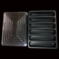 China Black PP Food Grade 6-Cell Meat Tray for Frozen Lamb Rolls for sale