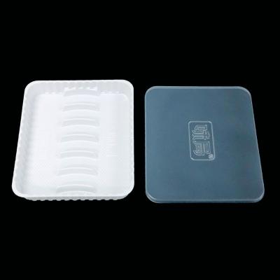 China Custom Food Safe PP 6-Compartment Sausage Tray with Lid for sale