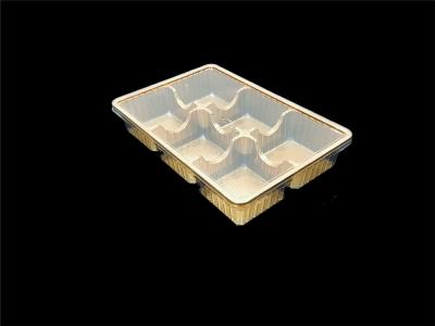 China Custom 6 Cavity Gold PET Food Tray with Clear Lid for Bakery Packaging for sale