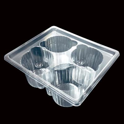 China Custom Size Clear Plastic Cupcake Holder Box with Finger Grip Blister Tray for sale