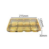 China Customizable Golden PET Pastry Box with Anti-Fog Clear Lids for Bakery Packaging for sale