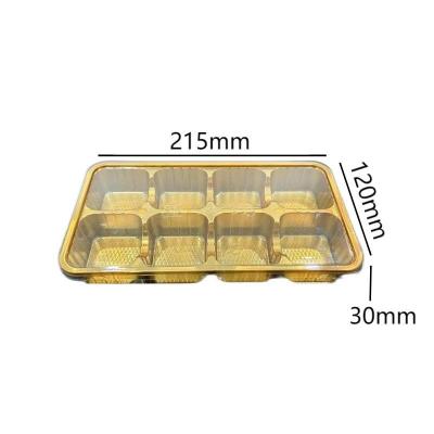 China Customizable Golden PET Pastry Box with Anti-Fog Clear Lids for Bakery Packaging for sale