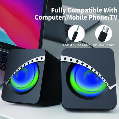 China OEM 2.0 PC Speakers 2 x 3W Power 60Hz-20KHz Frequency Black Desktop Audio System for sale
