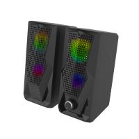 China 2.0 PC Speakers with Heavy Bass 60Hz-20KHz Frequency Response and RGB Lighting DC 5V Power Supply for sale