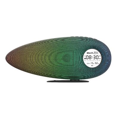 China SM-2402 Shark Tooth Wireless Clock Speaker with 20W Output and 2200mAh Battery - RGB Lighting, Bluetooth, FM Radio for sale