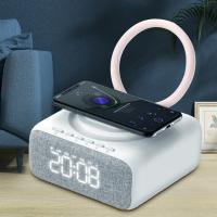 China 6-in-1 ABS Portable Speaker with 15W Wireless Charging, BT5.3, Alarm Clock & Night Light - 156×154×84mm for sale