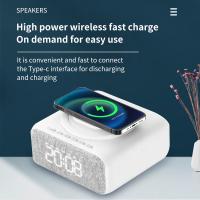 China 6-in-1 ABS Portable Speaker with 15W Wireless Charging, BT5.3, Alarm Clock & Night Light - 156×154×84mm for sale