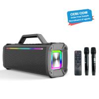 China LX68C 80W Portable Karaoke Speaker with 2 Wireless Microphones, Bluetooth 5.3 and 6000mAh Battery for Outdoor Parties for sale