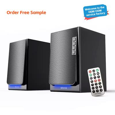 China S-94 2.0CH Wireless Bookshelf Speakers 145x194x237mm Wooden Cabinet with Bluetooth USB Coaxial FM Remote Control for sale