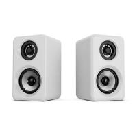 China Piano Gloss White Active BT 2.0 Channel PC Gaming Speakers With Headphone And Mic Jack for sale