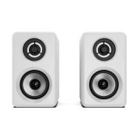 China Piano Gloss White Active BT 2.0 Channel PC Gaming Speakers With Headphone And Mic Jack for sale