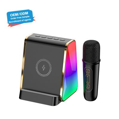 China RGB Karaoke Bluetooth Speaker with Wireless Charging 15W 1000mAh Battery 118x77x43mm for Office and Small Business for sale