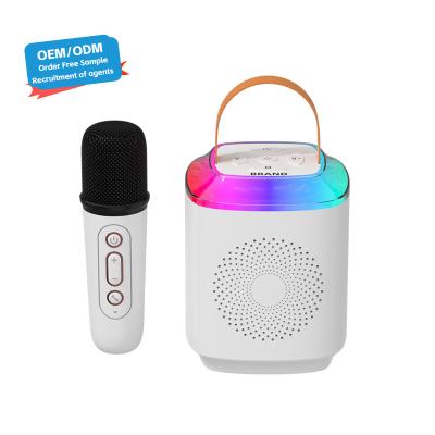 China Outdoor DJ Party Karaoke Speaker with Wireless Microphone 10W Power 96x96x120mm Bluetooth TF USB FM RGB Lighting for sale