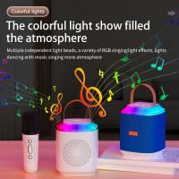 China Outdoor DJ Party Karaoke Speaker with Wireless Microphone 10W Power 96x96x120mm Bluetooth TF USB FM RGB Lighting for sale
