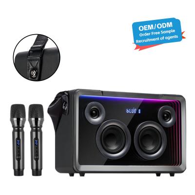 China 100W Bluetooth Karaoke Speaker with Dual Wireless Microphones, Phone Holder and RGB Lighting - Model HS01 for sale