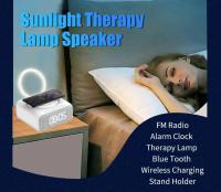 China 6 in 1 Bt Music Speakers With Lamp Wake up Light Alarm Clock Wireless Charger Stand Ideal for sale